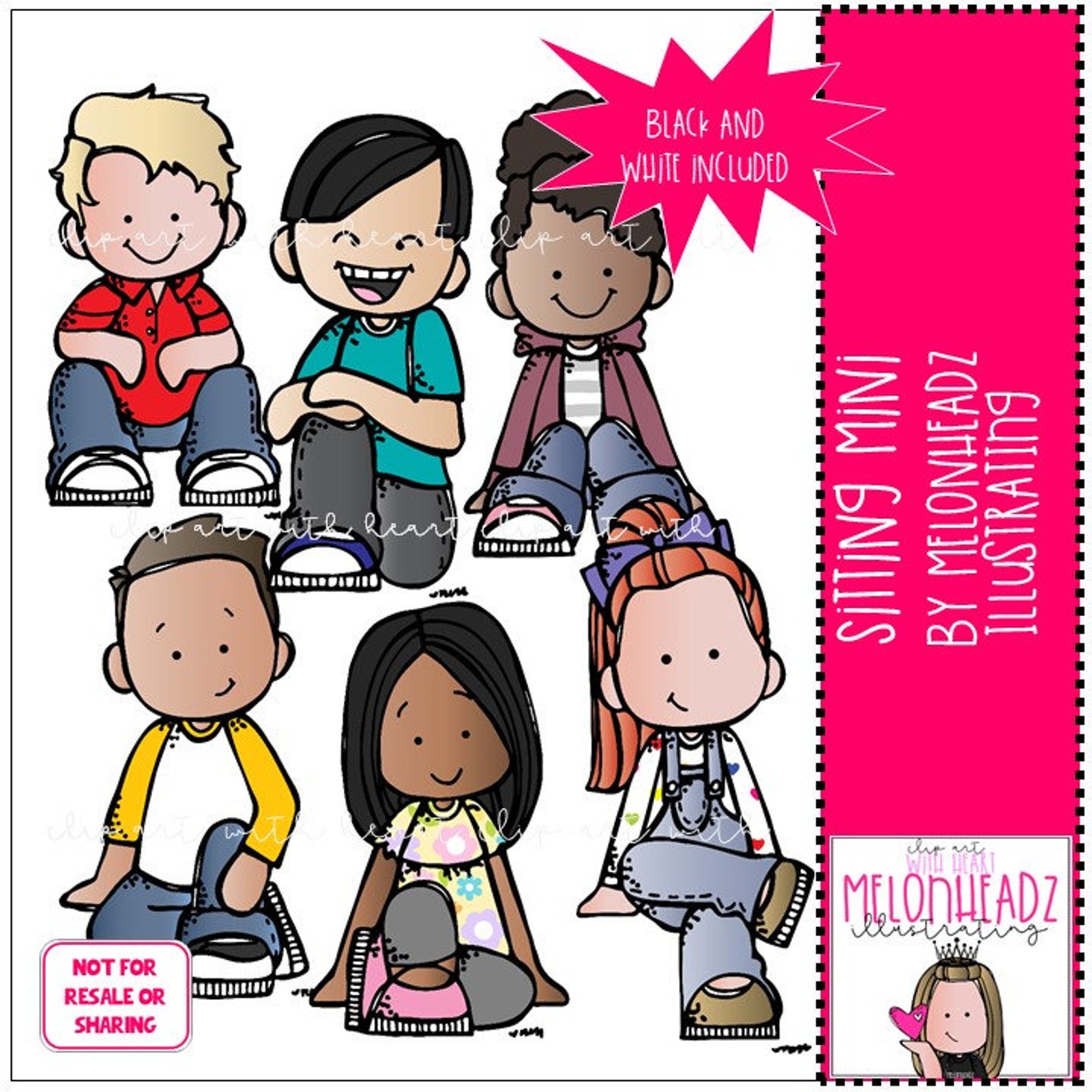 Sitting Clip Art - Mini - Etsy