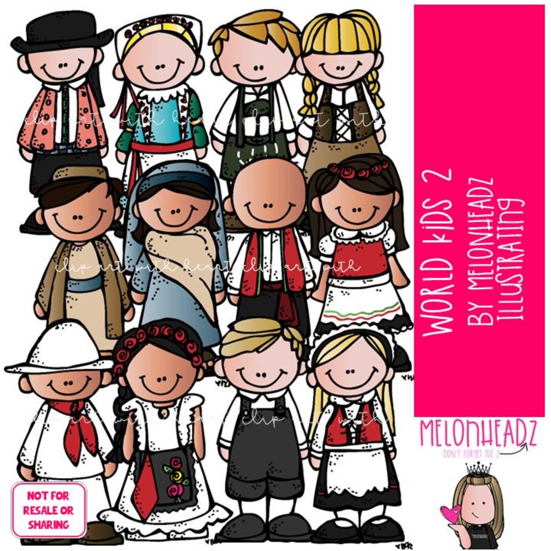 World Kids Clip Art Part 2, Around the World Clip Art COLORED Version ...