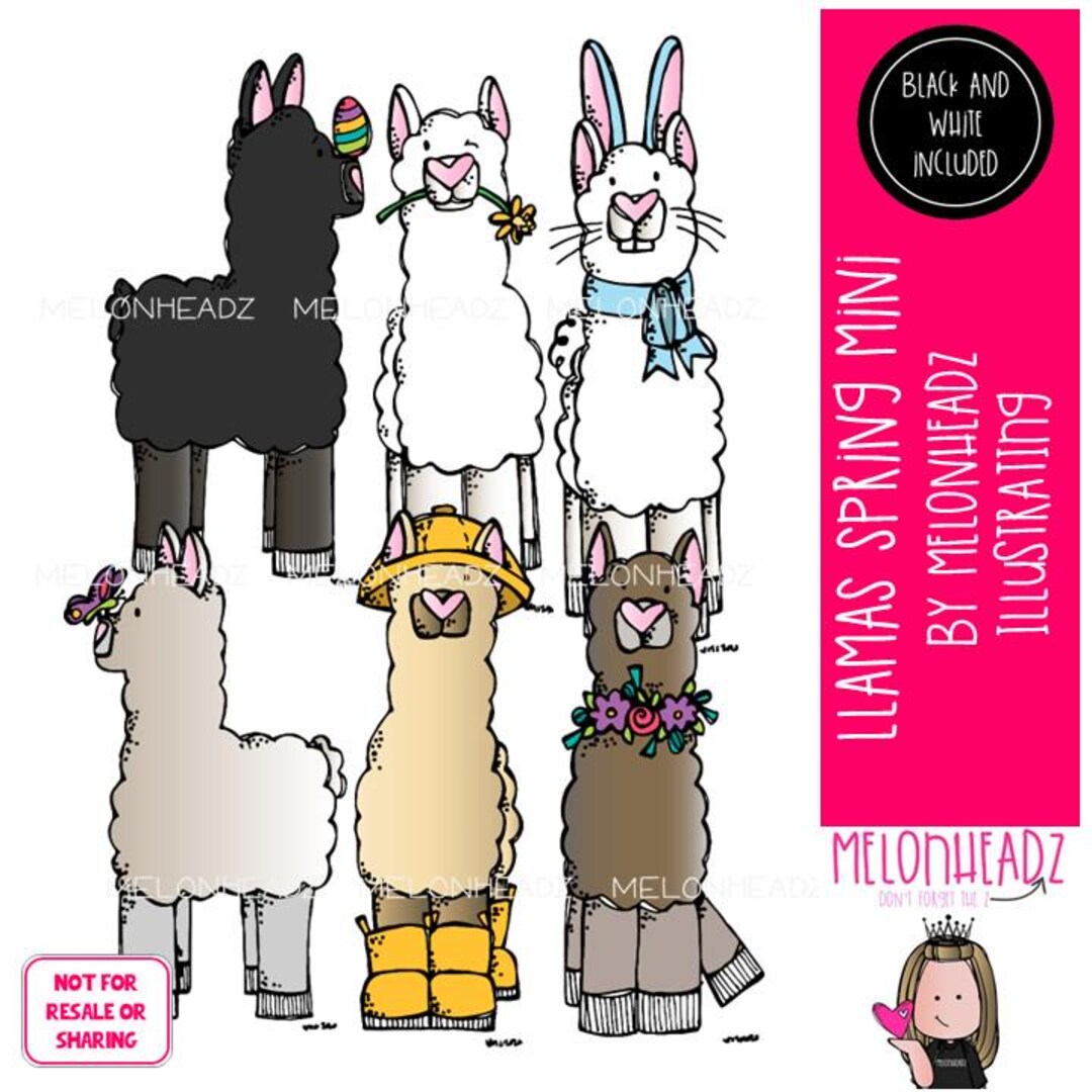 Llama Clip Art, Spring, Easter Mini (digital Download) - Etsy