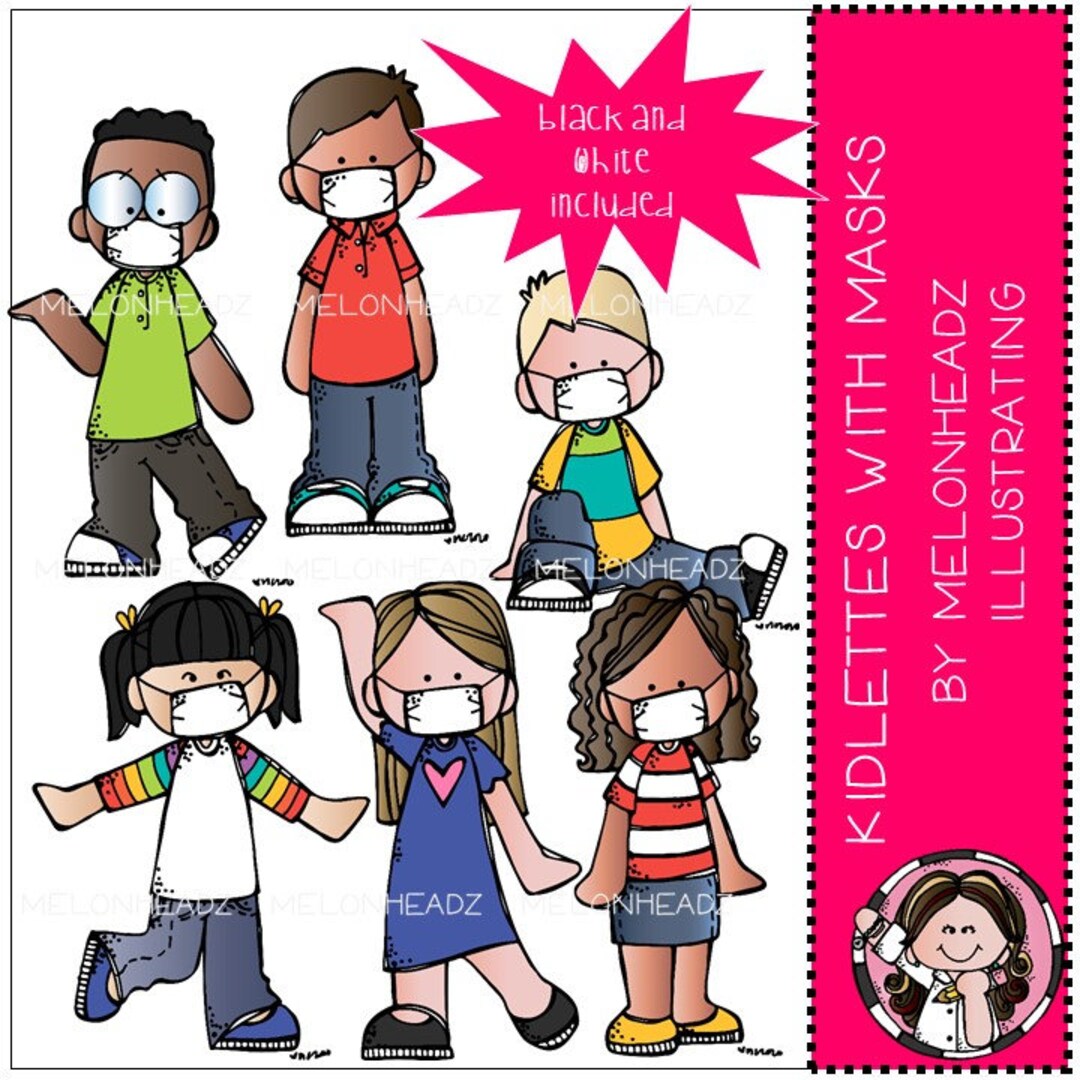 Kidlettes With Masks Clip Art - Mini - Etsy