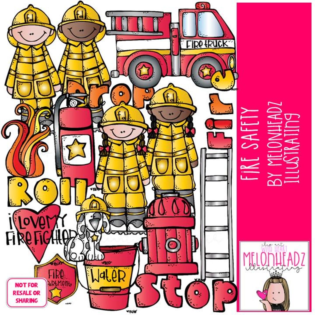 Fire Safety Clip Art, Fire Truck Clip Art, Fireman Clip Art COLORED ...