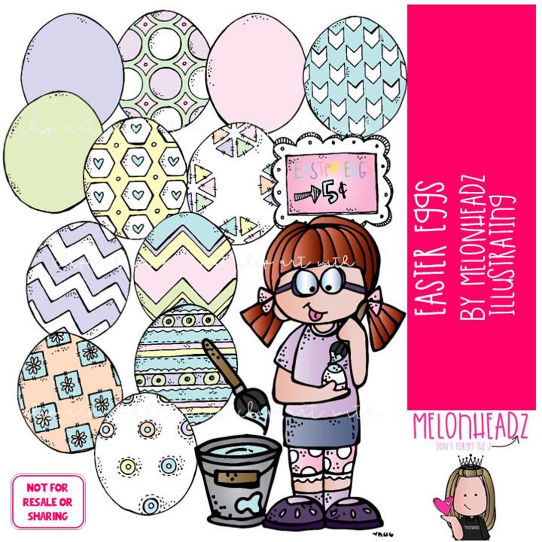 Easter Eggs Clip Art Spring Clip Art COLORED Version - Etsy