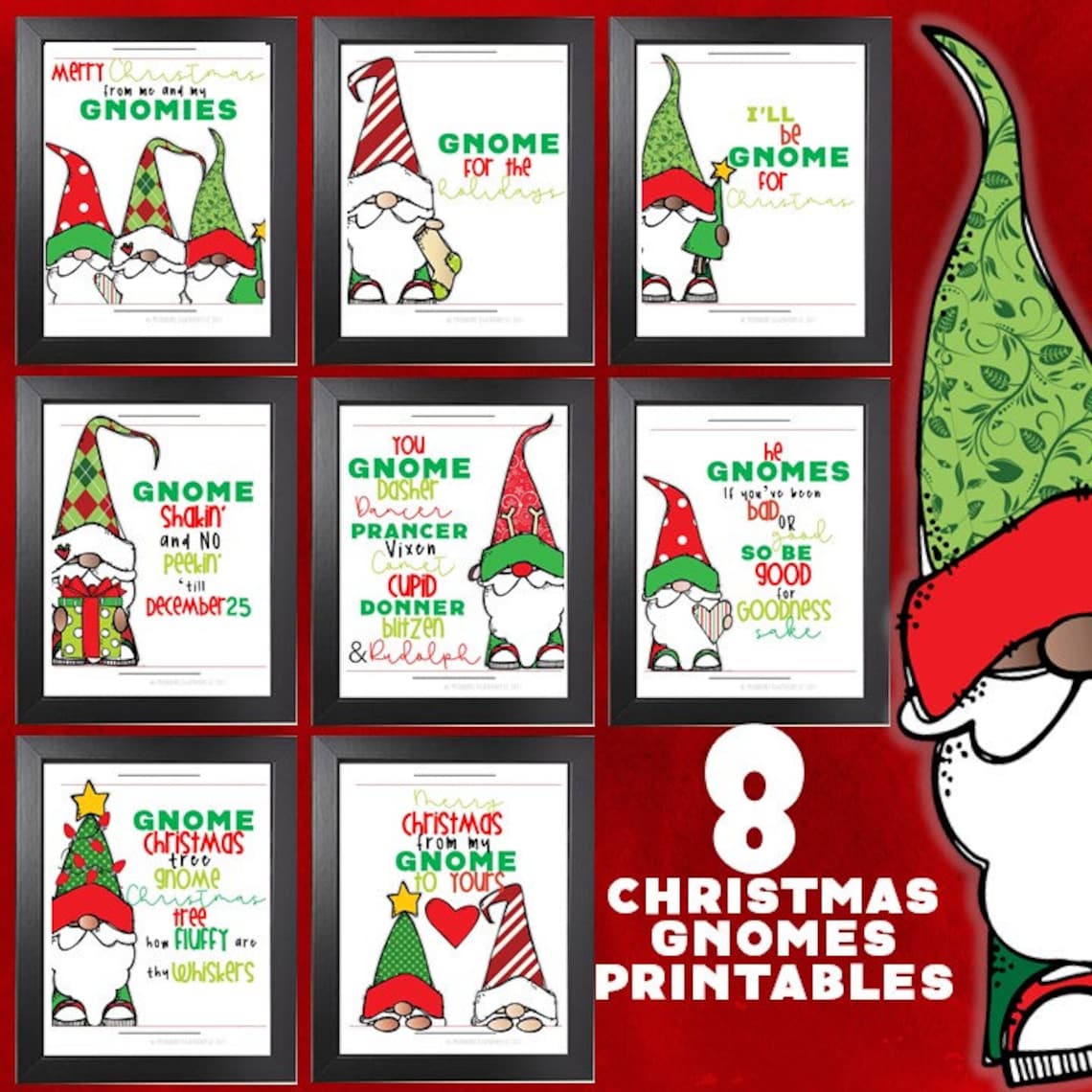 Christmas Gnomes Printable Posters by Melonheadz - Etsy