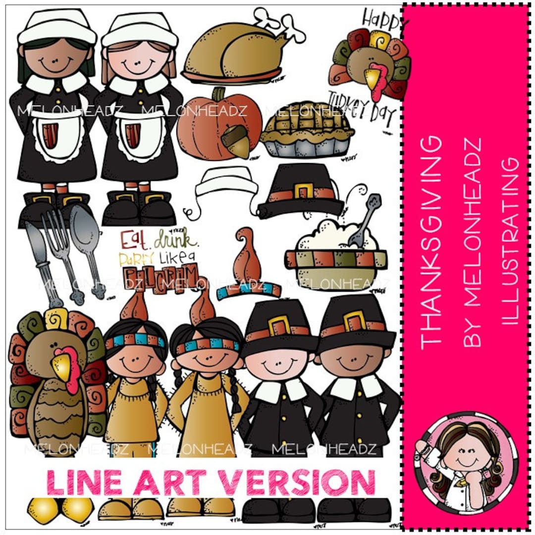 Thanksgiving Clip Art LINE ART - Etsy