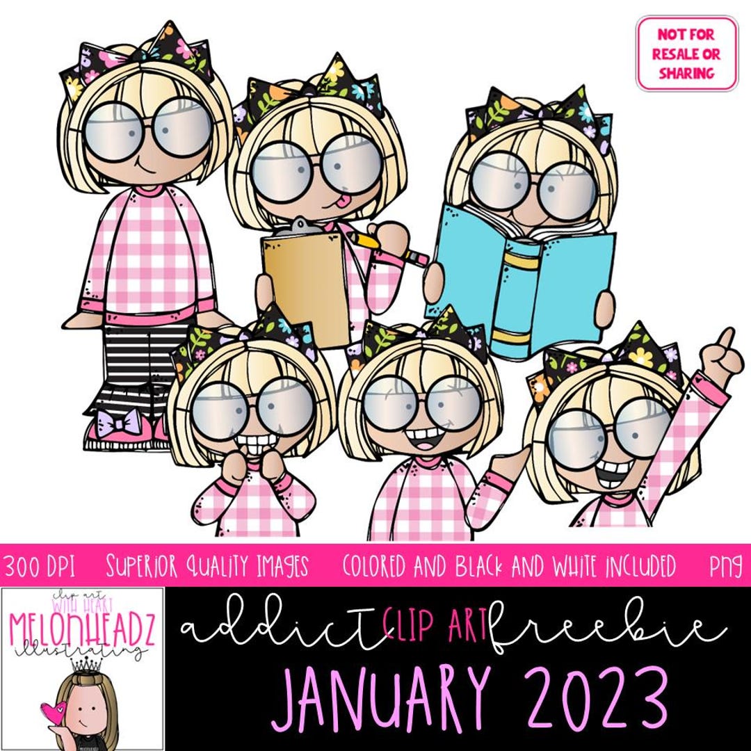 Melonheadz Addict Clip Art Digi Stamp January Set 2023 Mini - Etsy