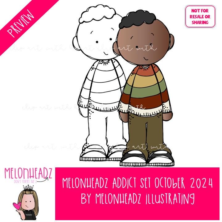 Melonheadz Addict Clip Art Digi Stamp October Set 2025 Mini - Etsy