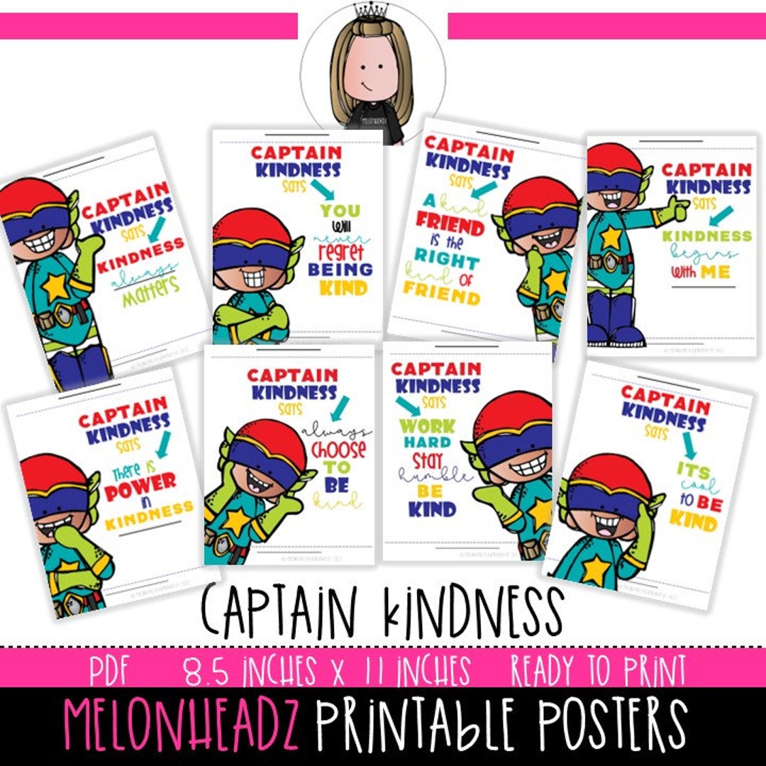 Captain Kindness Posters, Be Kind PRINTABLES - Etsy
