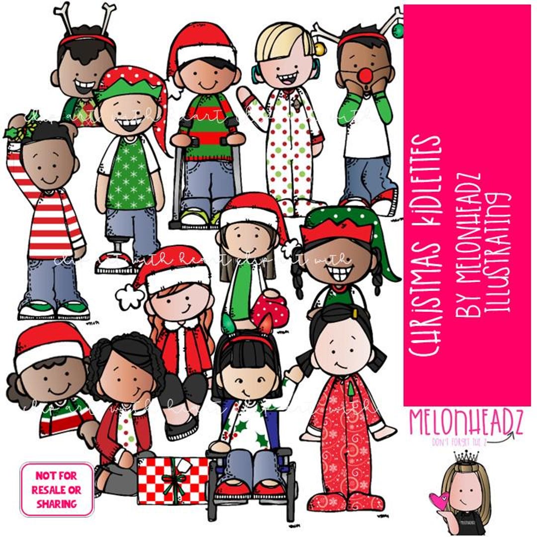 Christmas Kidlettes Clip Art COLORED - Etsy