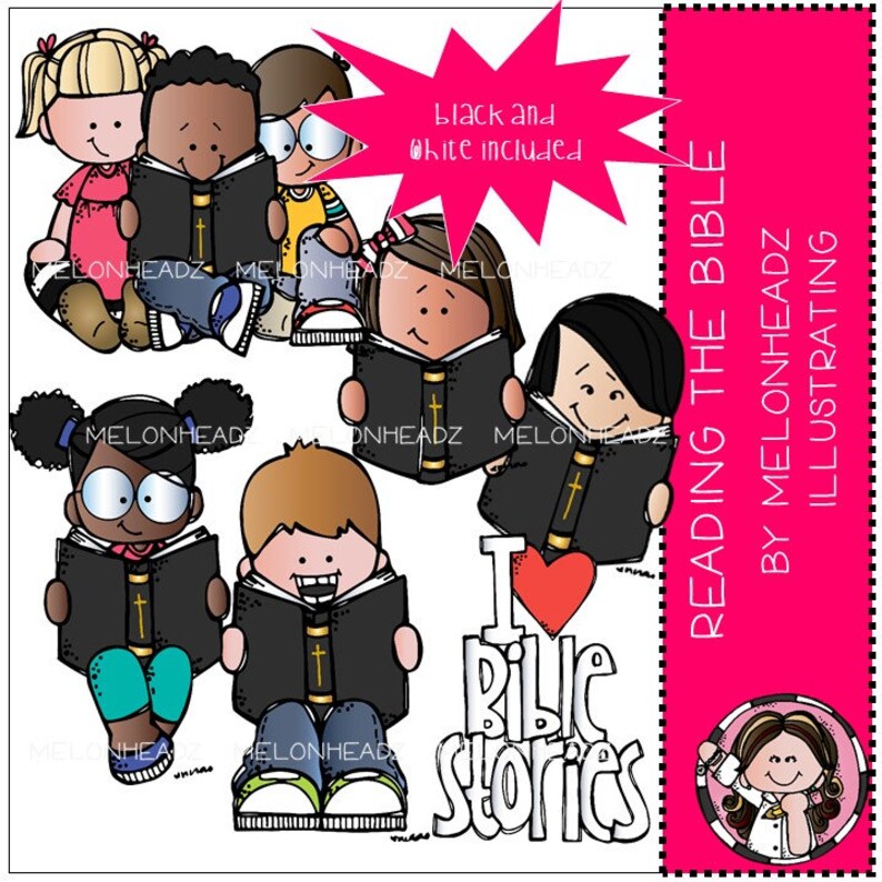 Reading the Bible Clip Art Mini - Etsy