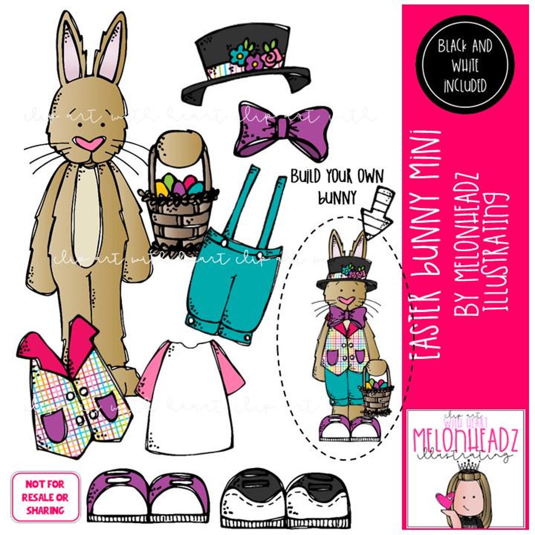 Easter Bunny Clip Art Build a Bunny Clip Art Mini - Etsy