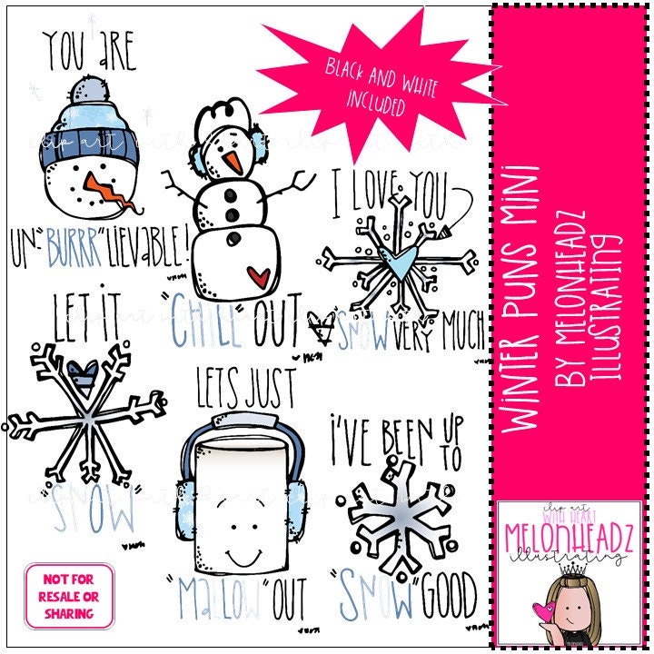 Winter Puns Clip Art Mini - Etsy