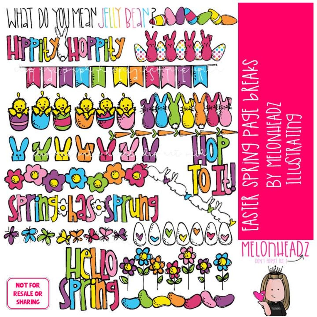 Easter Spring Page Breaks Clip Art Bunny Clip Art Holiday Clip Art ...