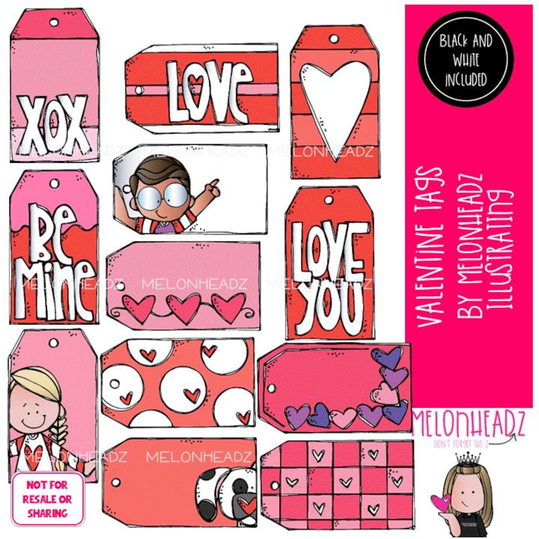 Valentine Gift Tags Clip Art - COMBO PACK - Etsy