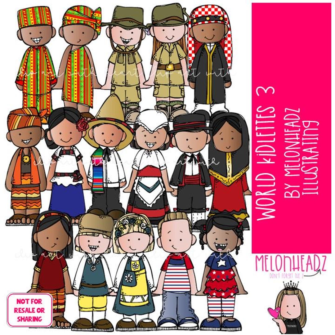World Kidlettes Clip Art Part 3, Around the World Clip Art COLORED ...