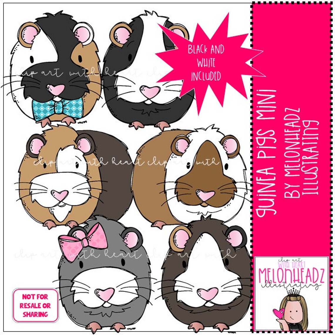 Guinea Pigs Clip Art Mini - Etsy