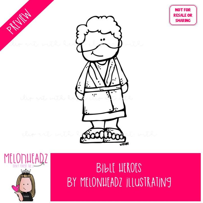 Bible Heroes Clip Art, Bible Story Clip Art BLACK AND WHITE - Etsy
