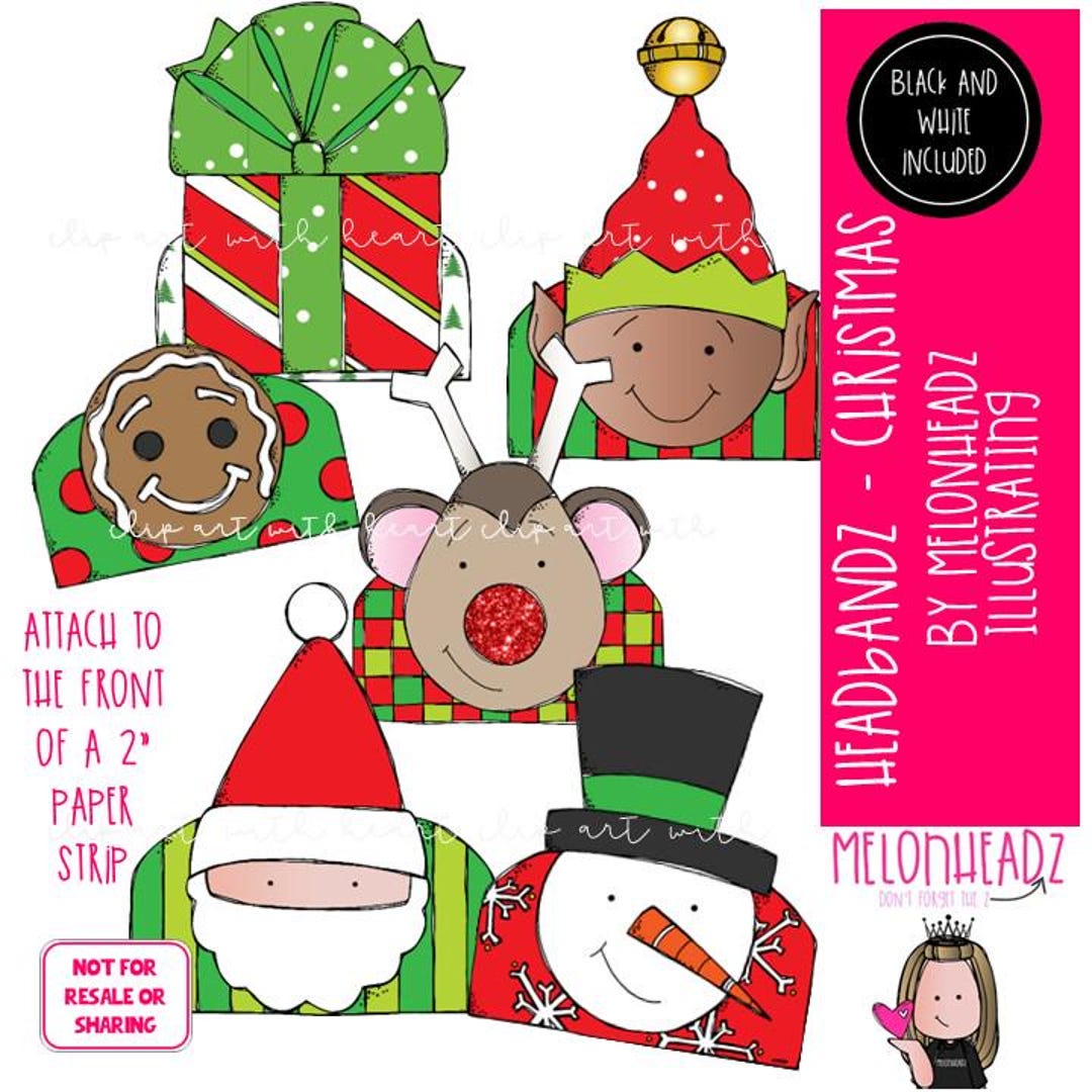 Headbandz Clip Art, Christmas, Toppers COMBO PACK - Etsy