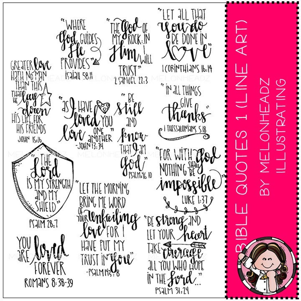 Bible Quotes 1 Clip Art LINE ART - Etsy