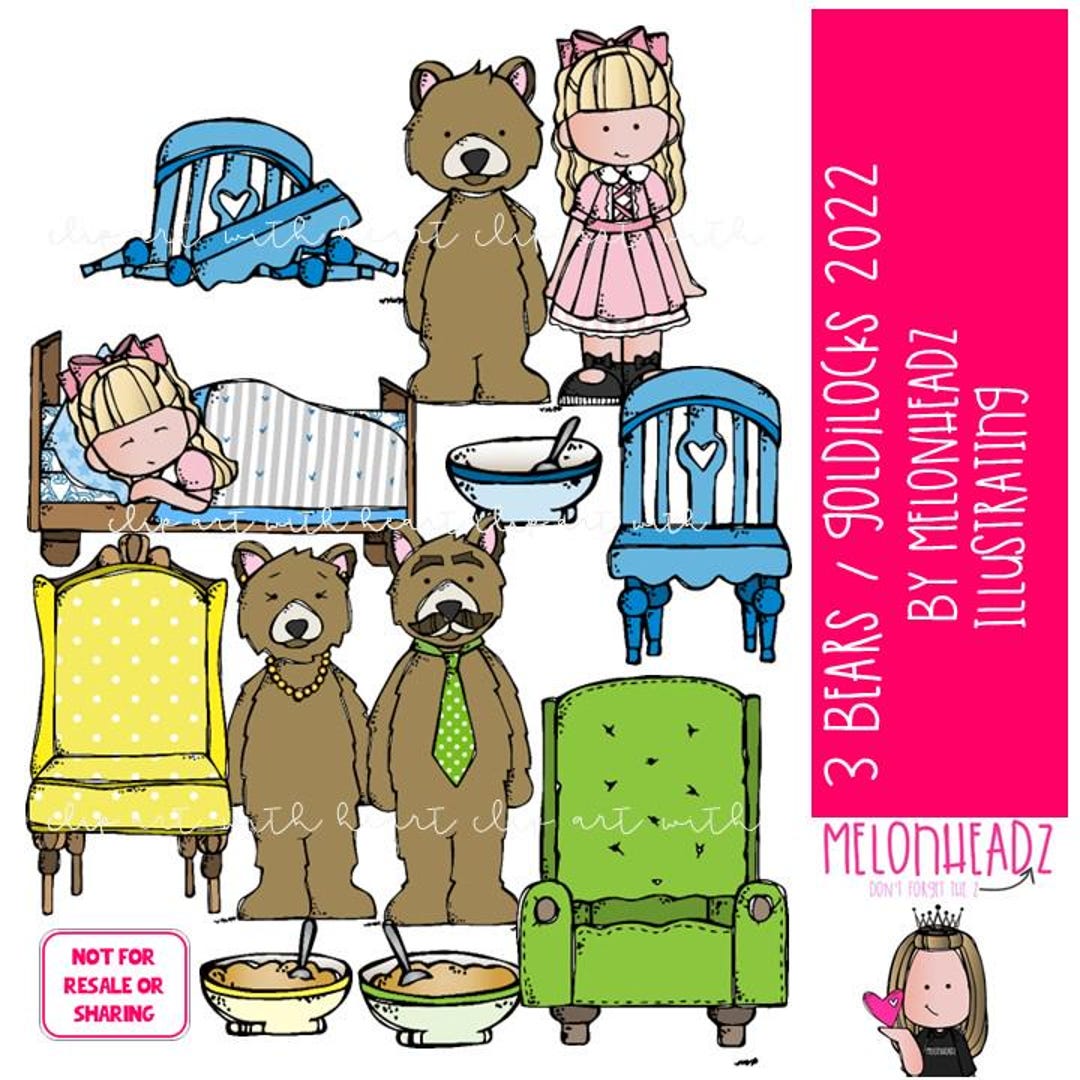 3 Three Bears Clip Art, Goldilocks Clip Art, Literature Clip Art ...