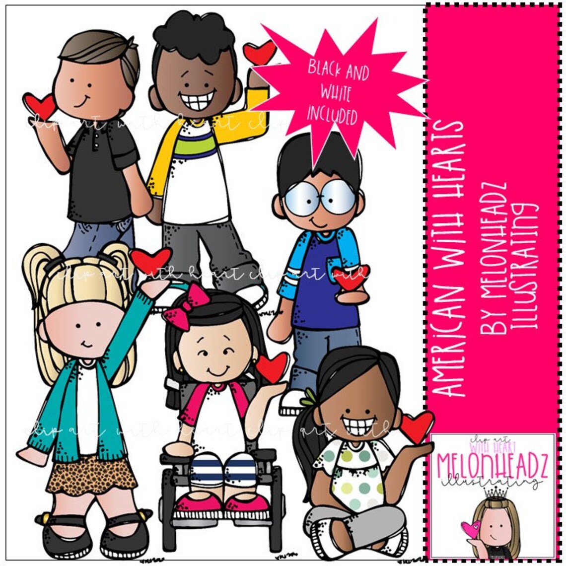 Kidlettes With Hearts Clip Art Mini Set 2 - Etsy