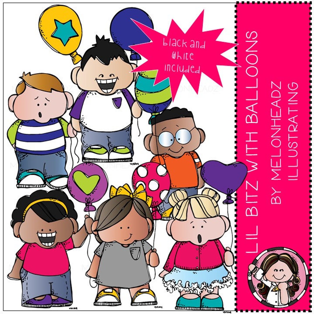 Lil Bitz Clip Art - With Balloons - Mini - Etsy
