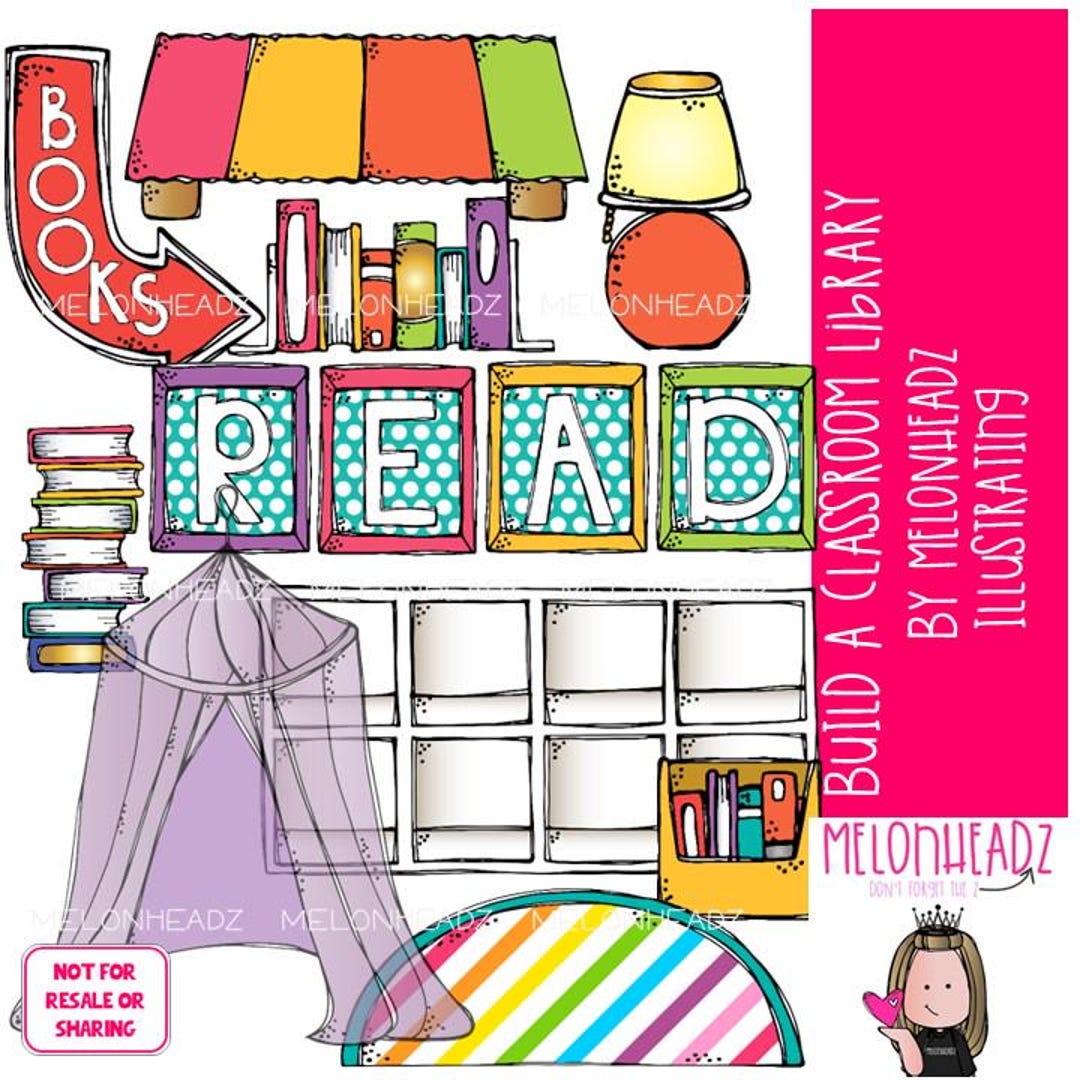Build A Classroom Clip Art, Library, Bright COLORED Version - Etsy