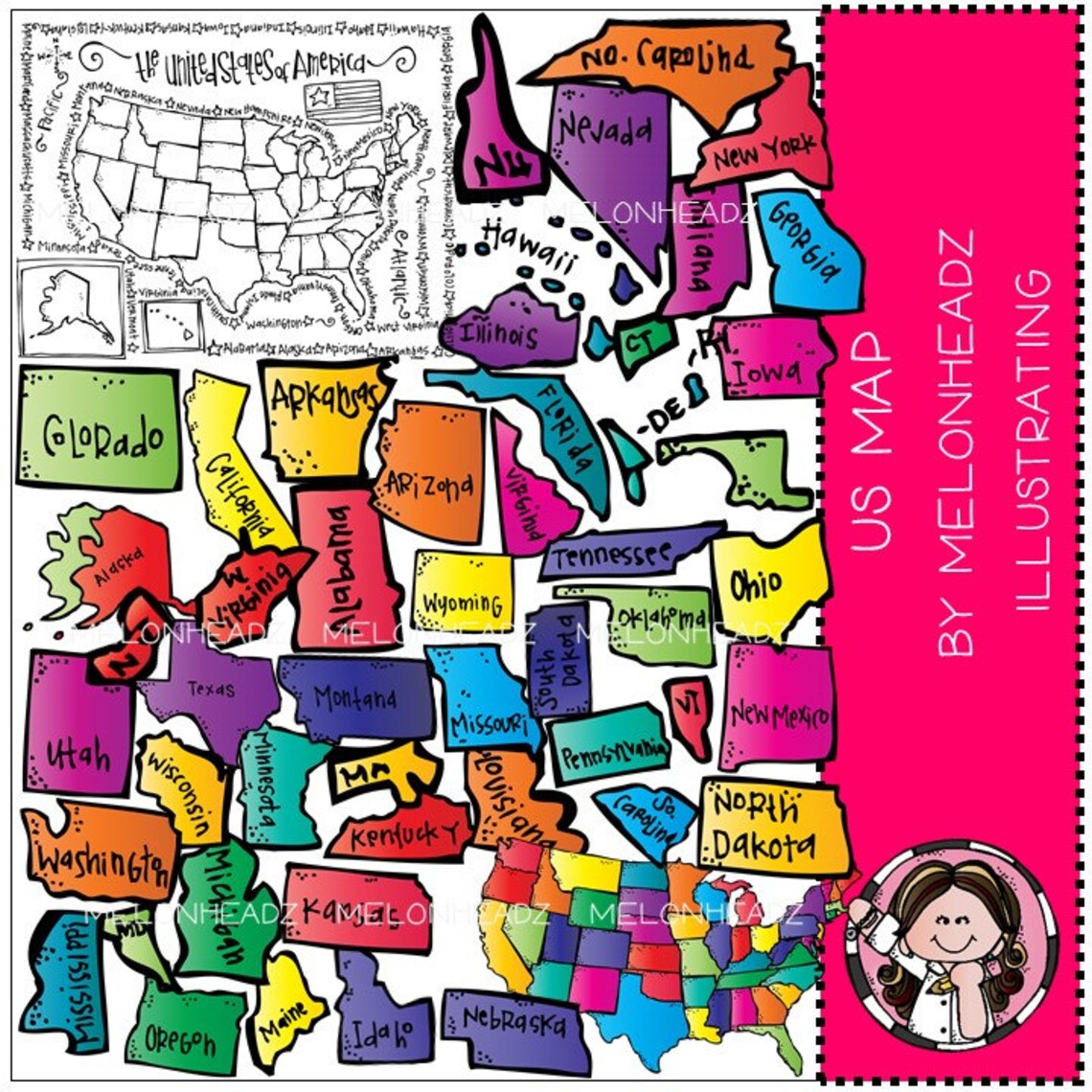 US Map Clip Art - Etsy