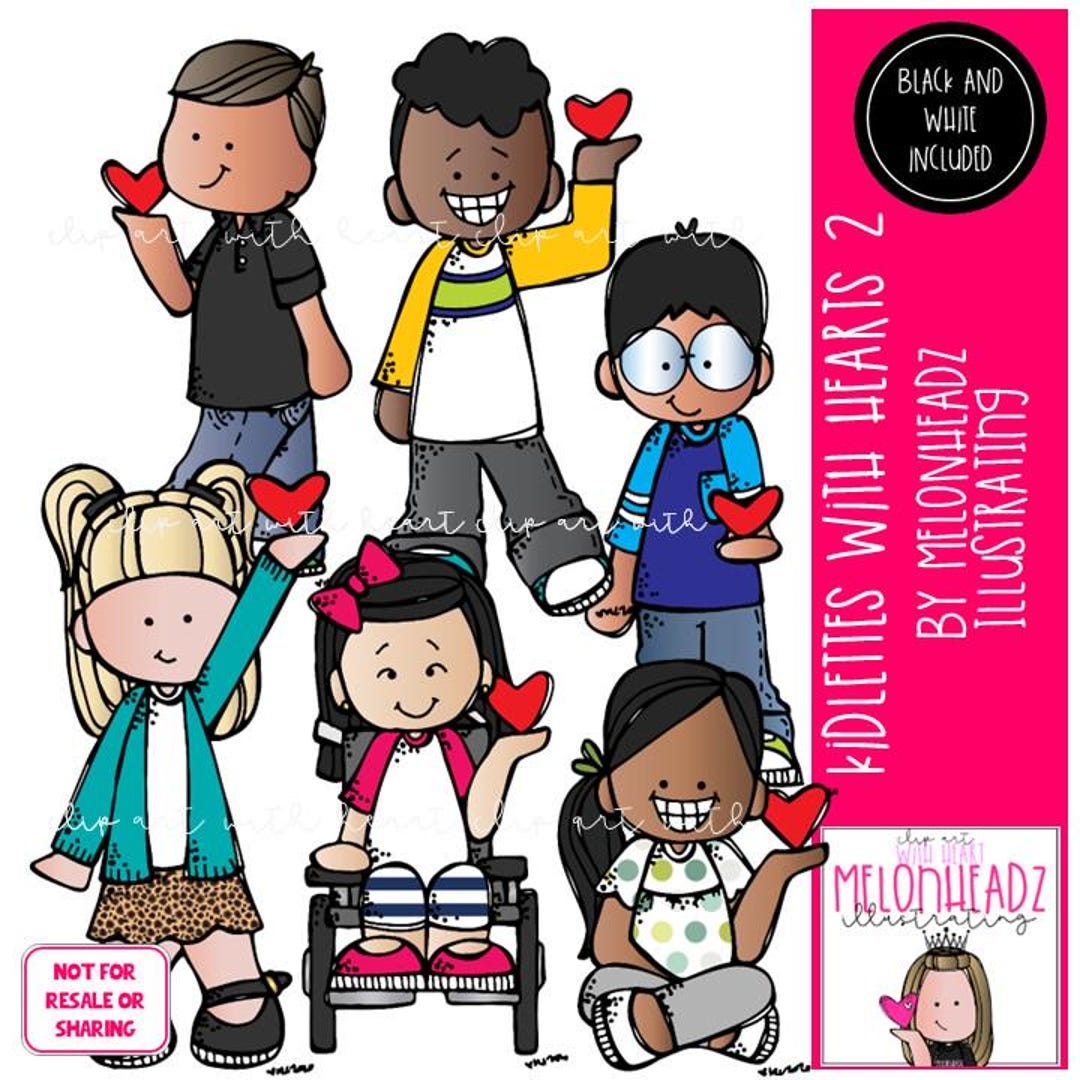 Kidlettes With Hearts Clip Art - Mini - Set 2 - Etsy