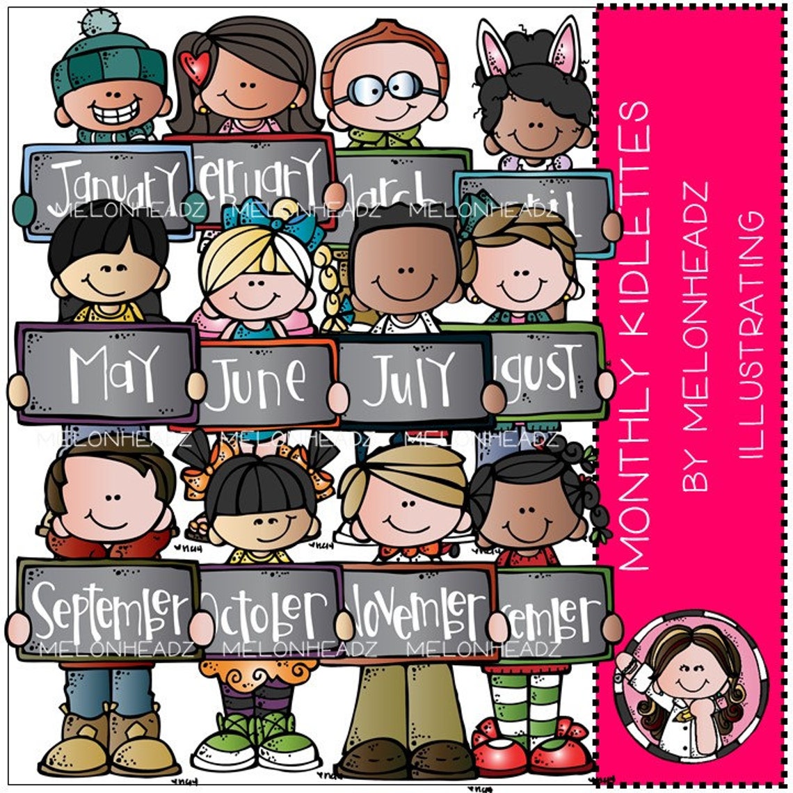 Monthly Kidlettes Clip Art Combo Pack - Etsy
