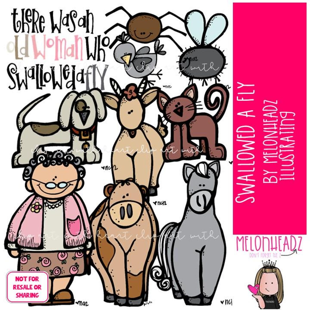 Swallowed a Fly Clip Art Old Lady Clip Art Literature Clip Art COLORED ...