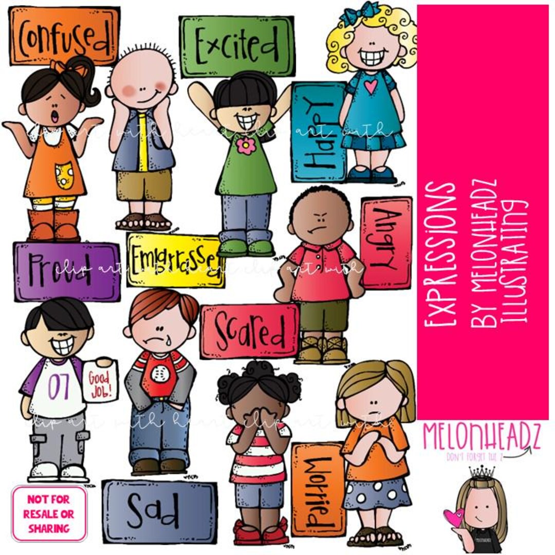 Expressions Clip Art Emotions Clip Art Feelings Clip Art COLORED ...