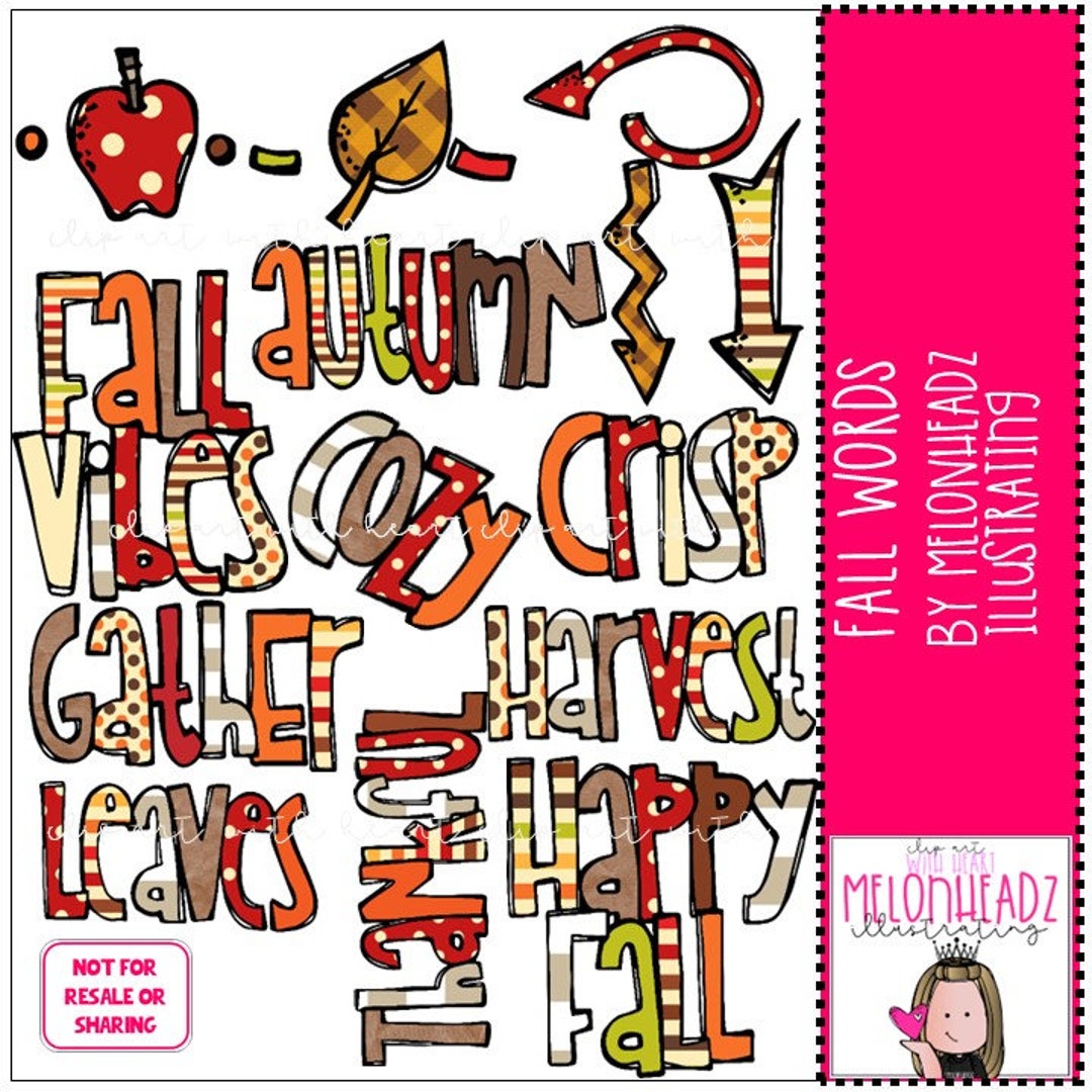 Fall Words Clip Art - COMBO PACK - Etsy