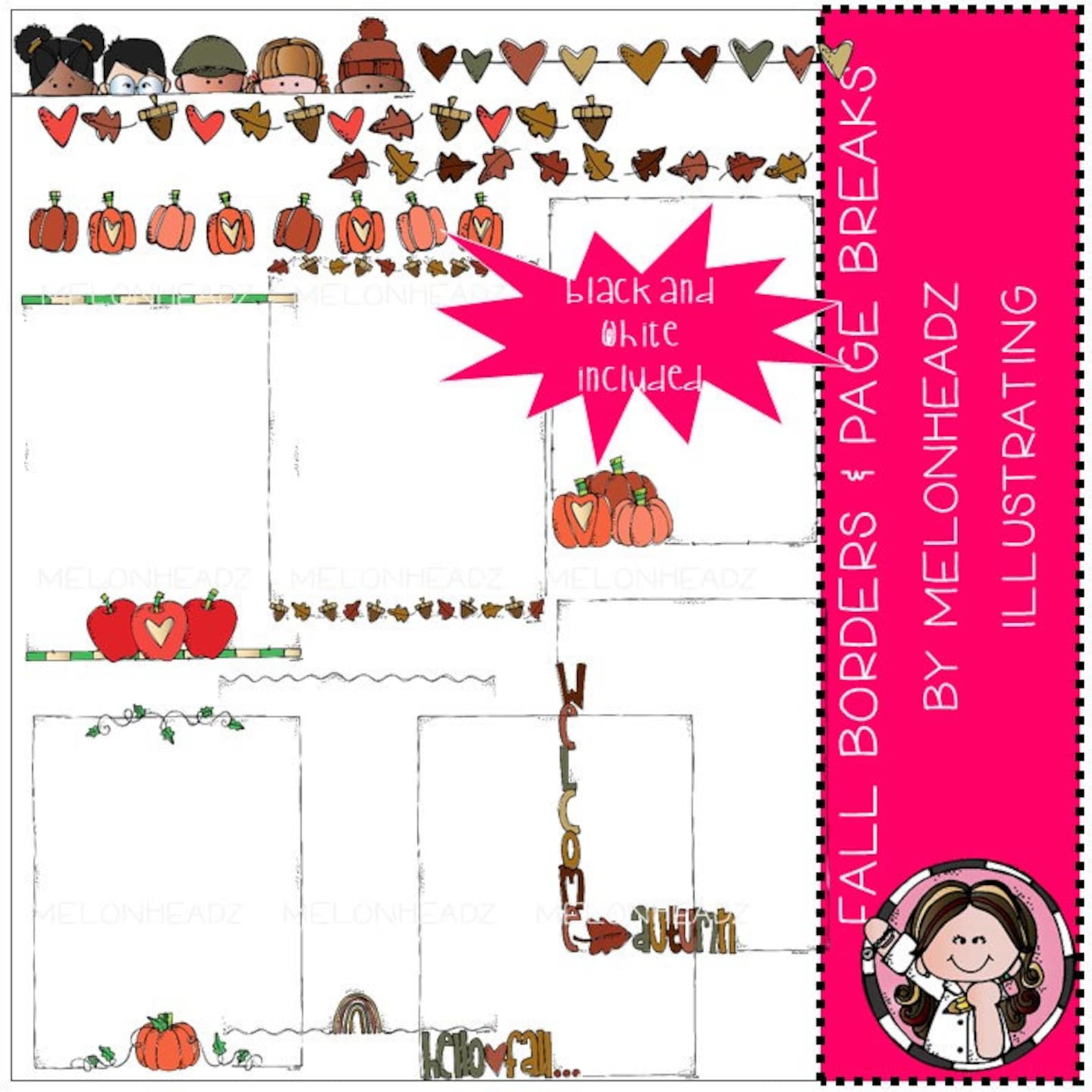 Fall Borders and Page Breaks Clip Art - COMBO PACK - by Melonheadz ...
