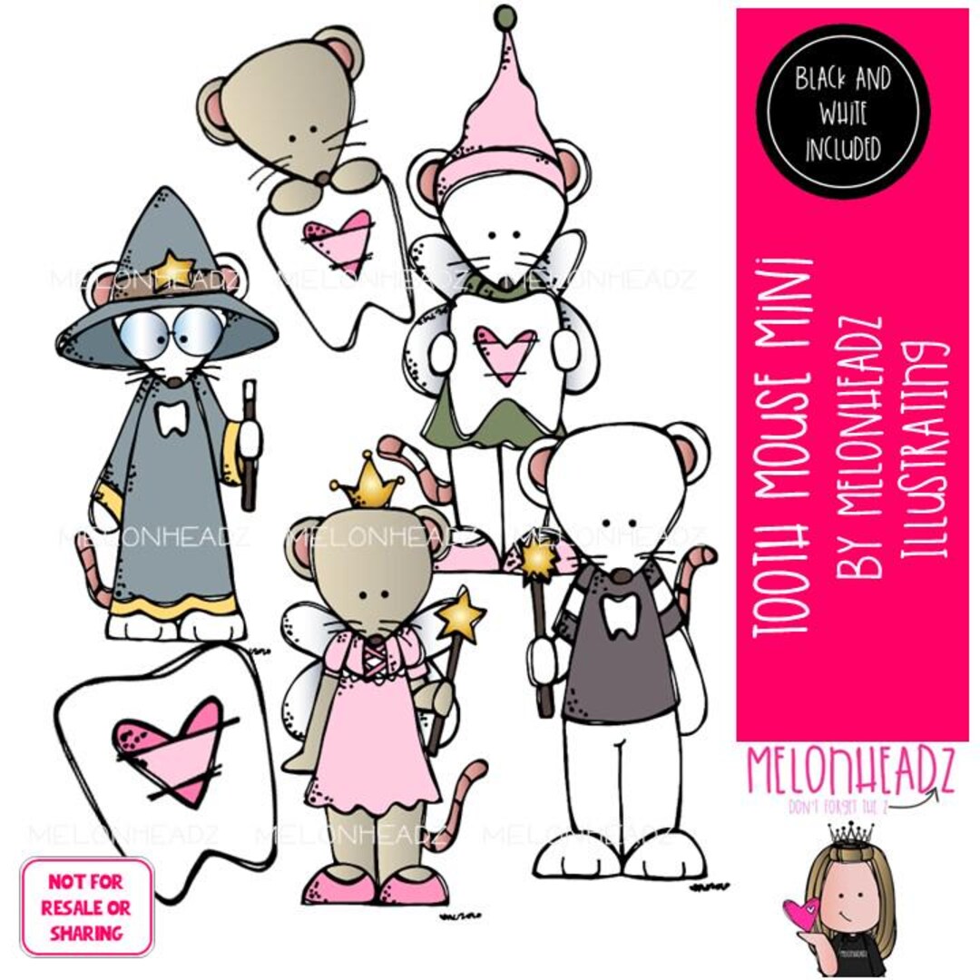Tooth Mouse Clip Art, Dental, Tooth Fairy Mini - Etsy