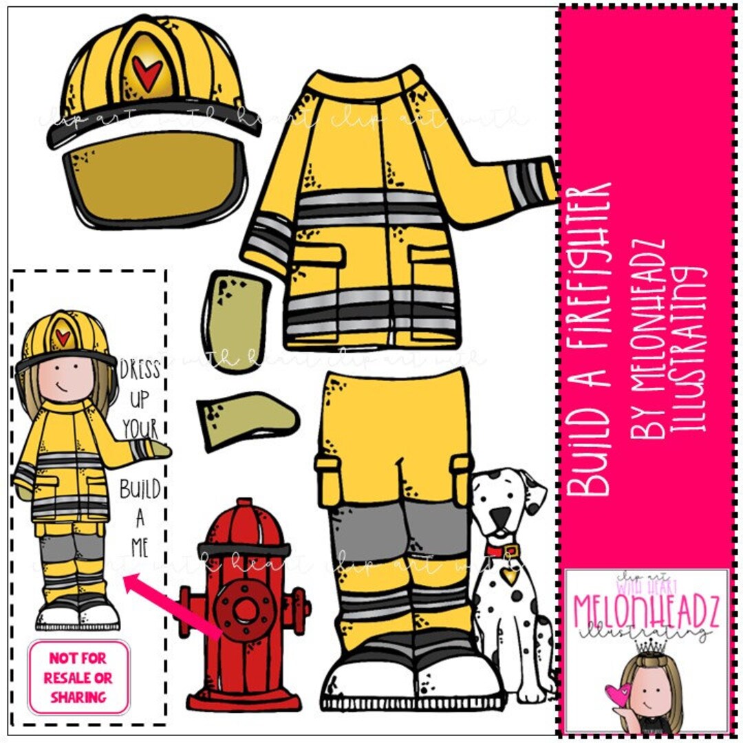 Build-a-firefighter Clip Art - Build-a-me/teacher - Mini - Etsy