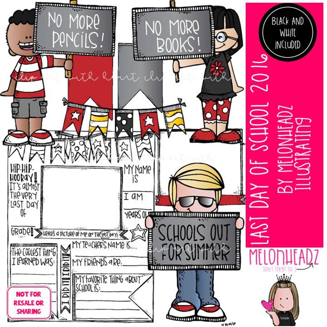 Last Day of School Clip Art and Printable 2016 End of Year Clip Art - Etsy