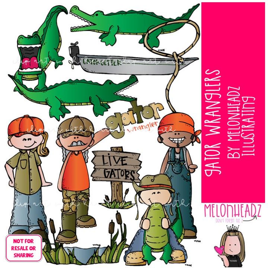 Gator Wranglers Clip Art Alligator Clip Art Hunting Clip Art COLORED ...