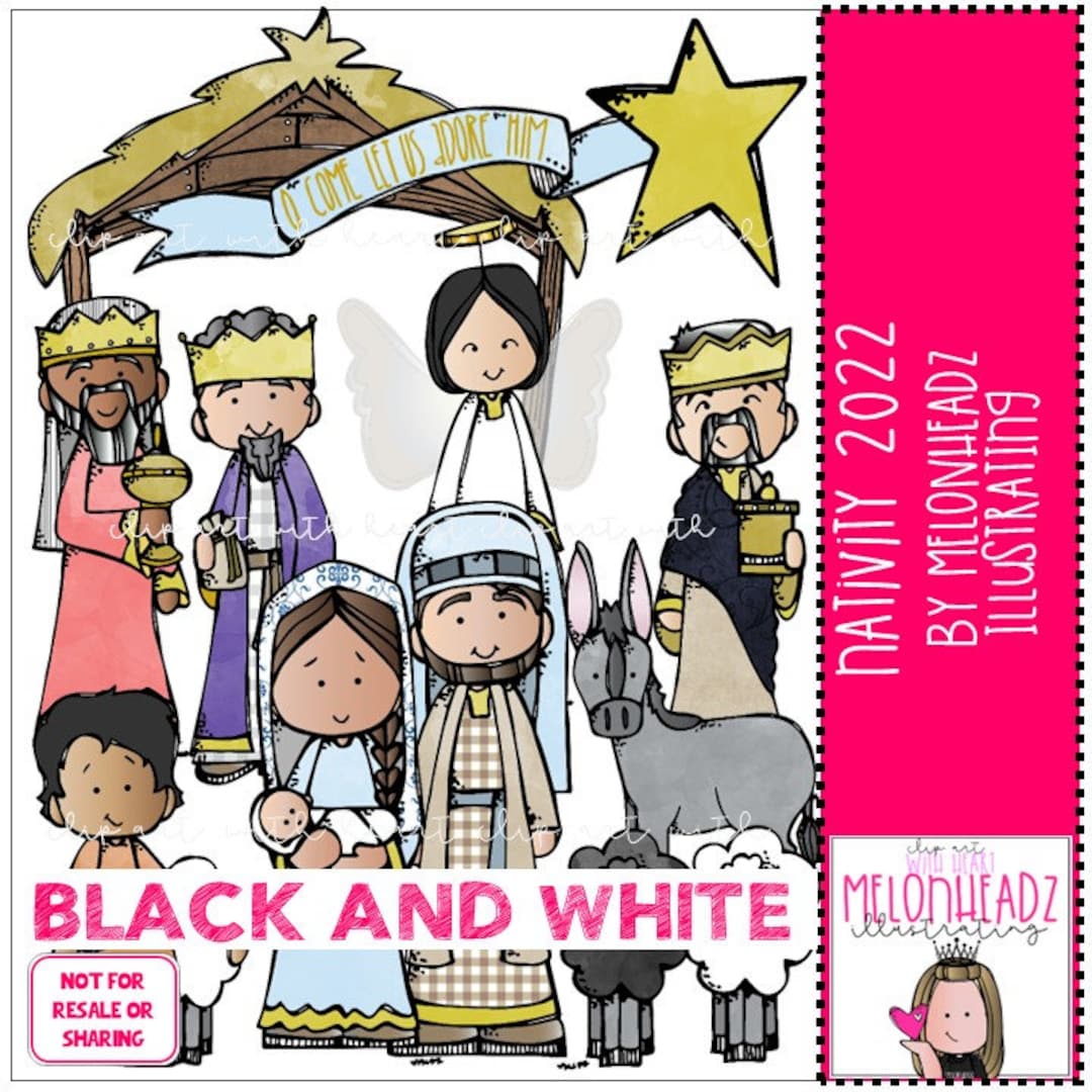 Nativity Clip Art - BLACK AND WHITE - 2022 - Etsy