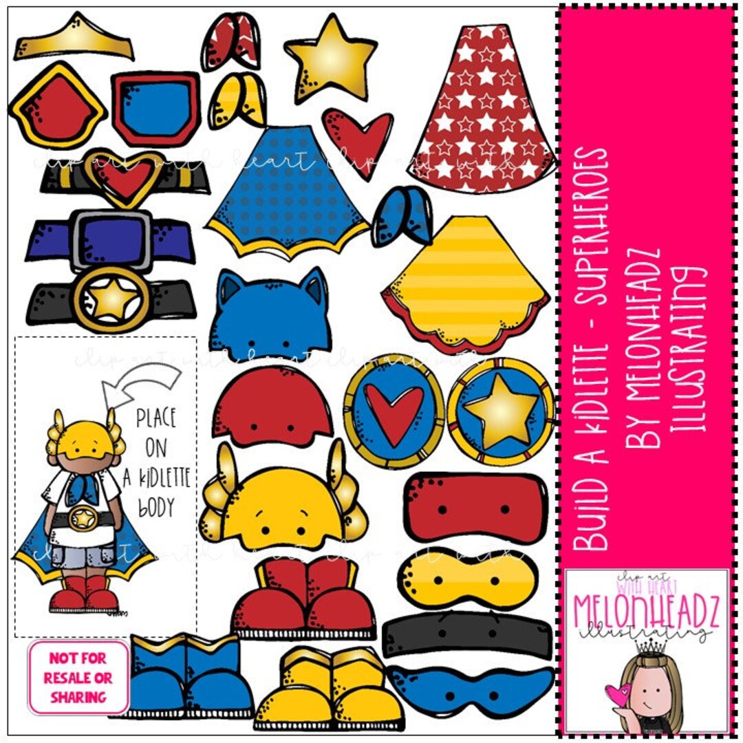 Build a Kidlette Clip Art - Superhero Stuff - COMBO PACK - Etsy