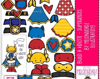 Build a Kidlette Clip Art Superhero Stuff COMBO PACK - Etsy