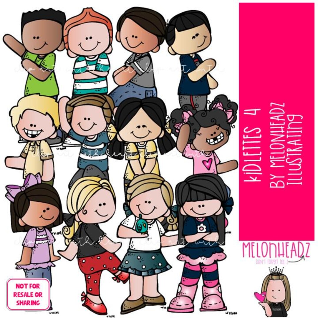 Kidlettes Clip Art 4, Kids Clip Art COLORED Version - Etsy
