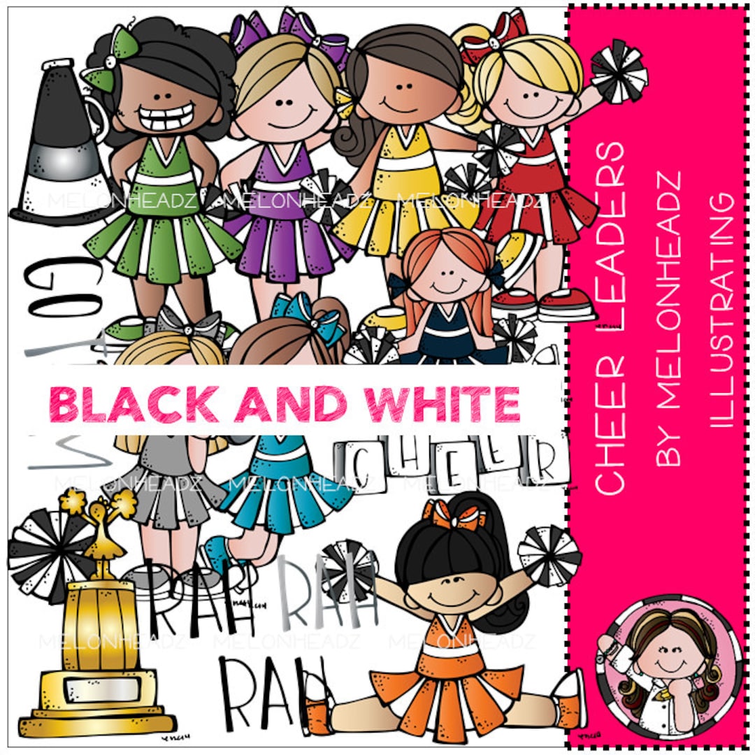 Cheerleader Clip Art - BLACK AND WHITE - Etsy