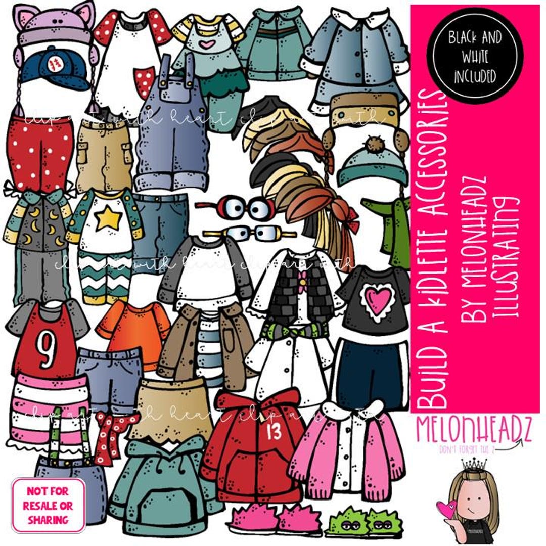 Build a Kidlette Accessory Clip Art, Digital Paper Doll COMBO PACK - Etsy