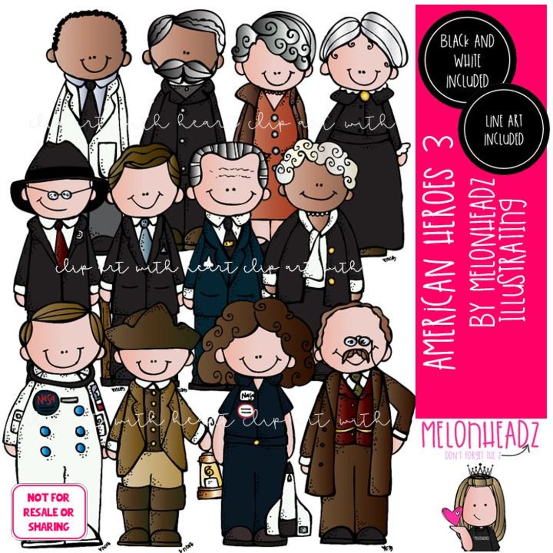 American Heroes Clip Art 3, Historical Figures Clip Art COMBO PACK - Etsy