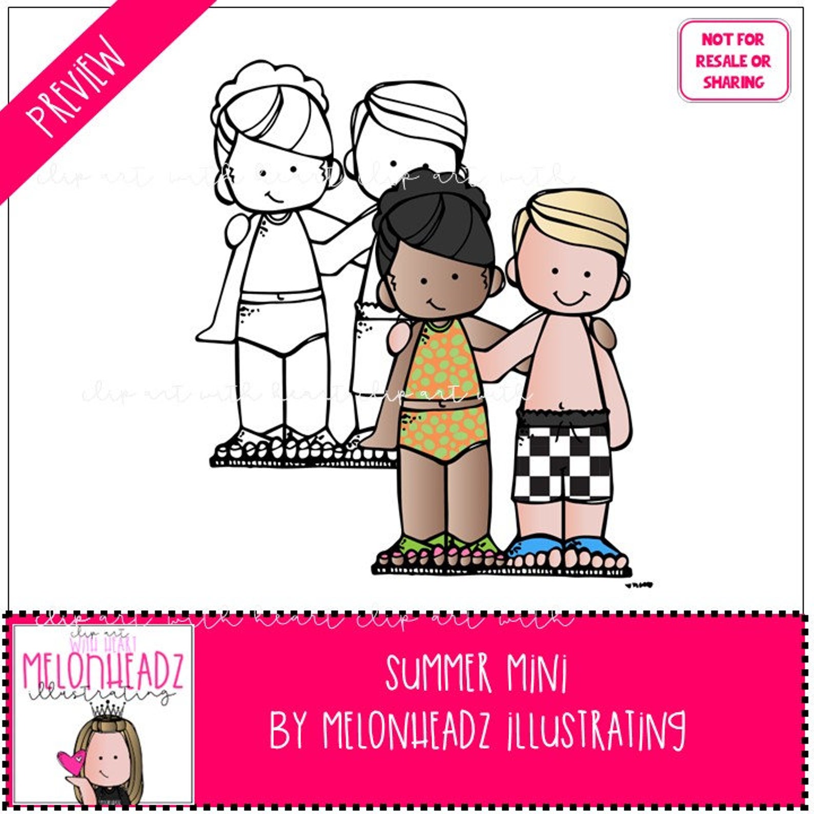 Summer Clip Art Mini by Melonheadz Illustrating - Etsy