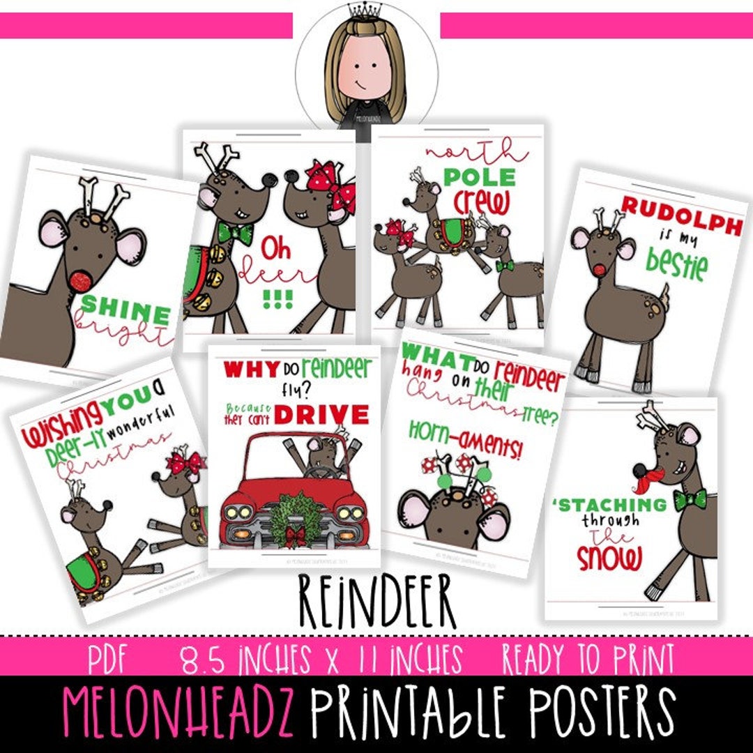 Reindeer Posters - Printables - Etsy