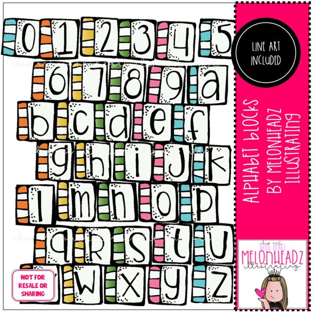 Alphabet Clip Art Digi Stamps Blocks Combo Pack - Etsy