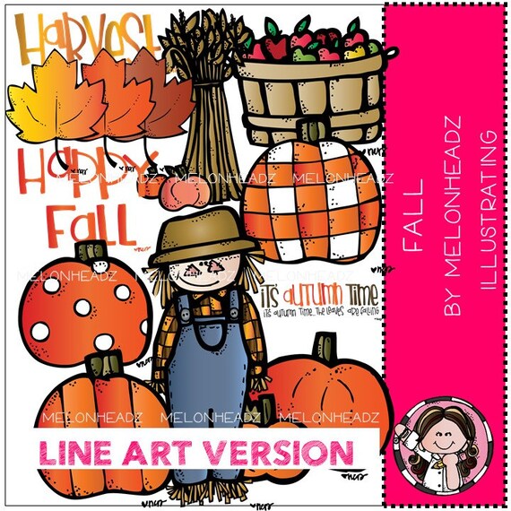 Happy Fall Clip Art LINE ART | Etsy