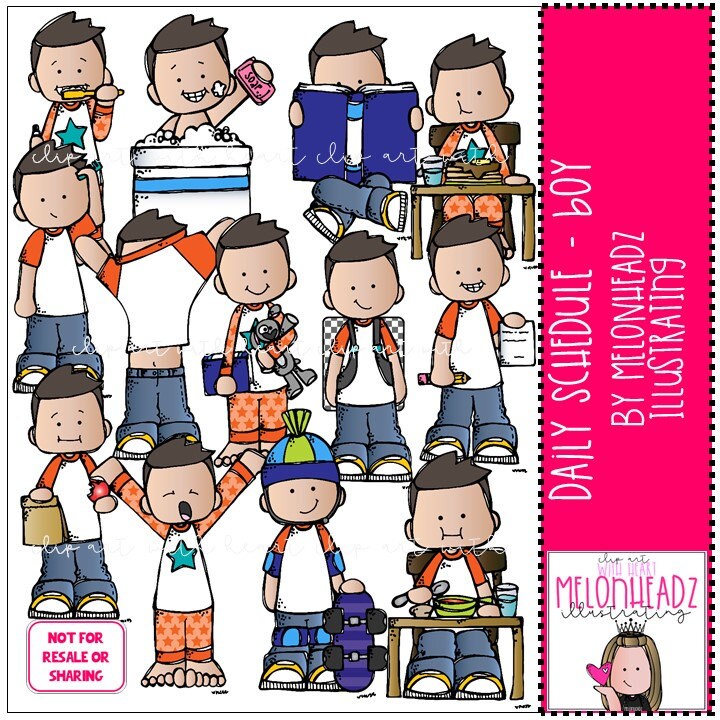 Daily Schedule Clip Art - Boy - Melonheadz Clipart - Etsy