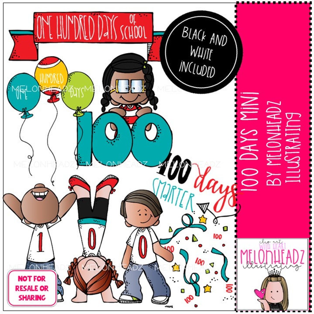 100 Days of School Clip Art - Digi Stamps - Mini - Etsy